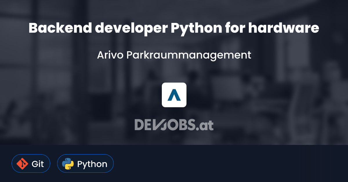 Backend developer Python for hardware at Arivo Parkraummanagement ...