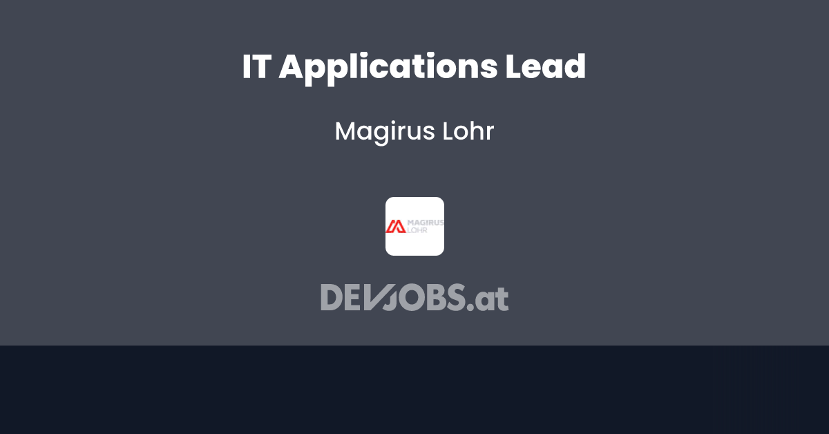 IT Applications Lead at Magirus Lohr | DEVjobs.at
