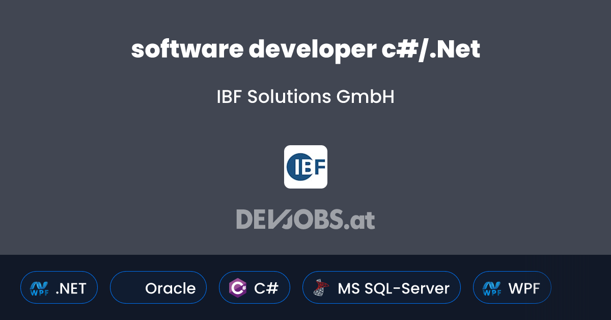 software developer c#/.Net at IBF Solutions GmbH | DEVjobs.at